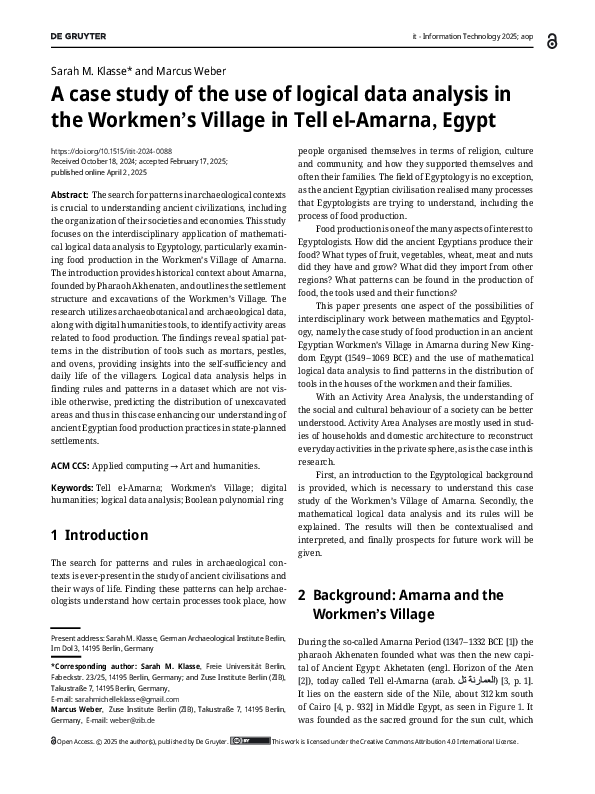 (PDF) A case study of the use of logical data analysis in the Workmen’s Village in Tell el ...