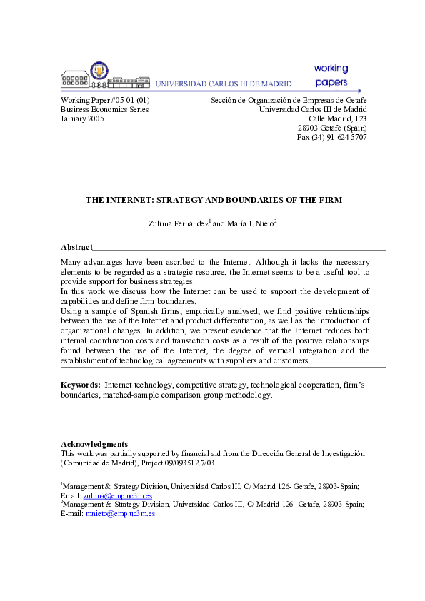 (PDF) The internet: strategy and boundaries of the firm