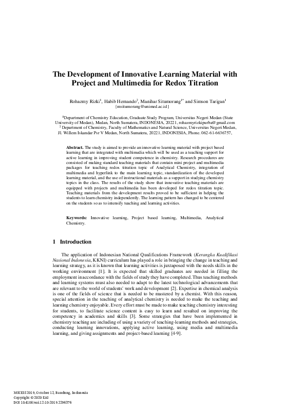 (PDF) The Development of Innovative Learning Material with Project and ...