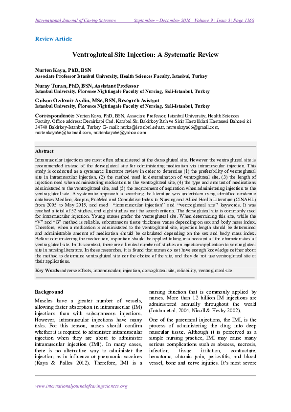 (PDF) Ventrogluteal Site Injection : A Systematic Review