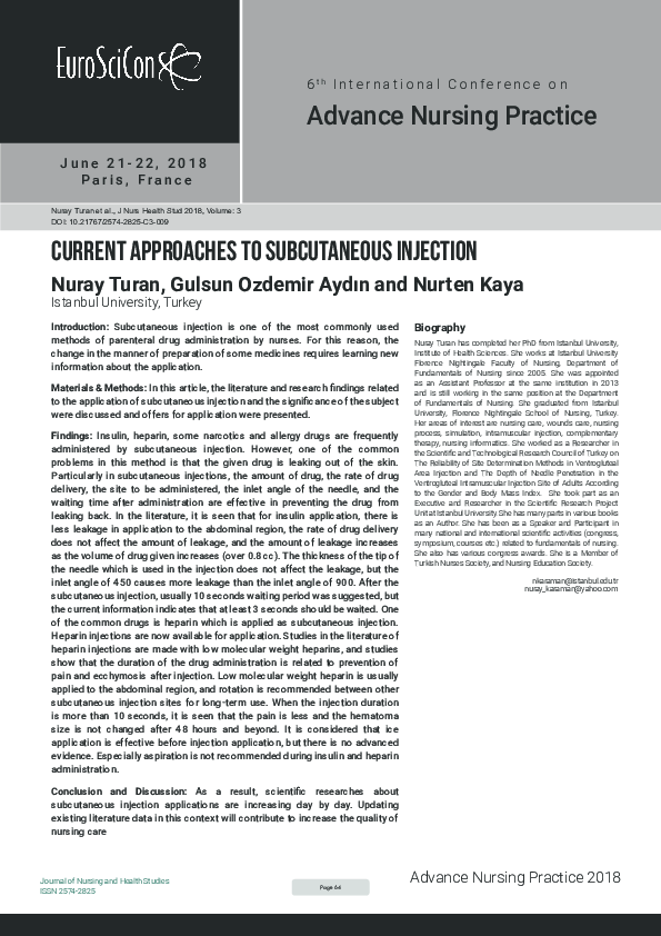 (PDF) Current Approaches to Subcutaneous Injection