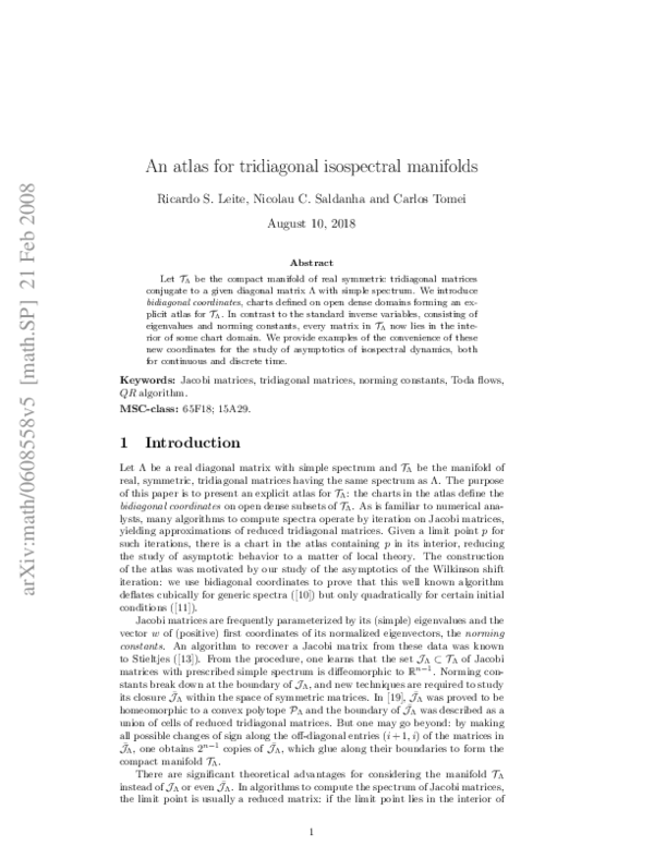 (PDF) New inverse data for tridiagonal matrices
