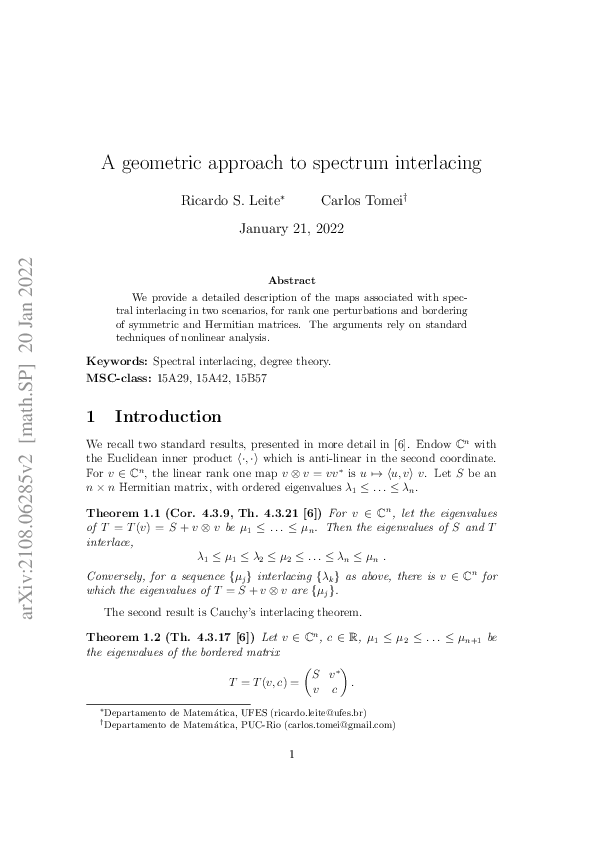 (PDF) The geometry of spectral interlacing