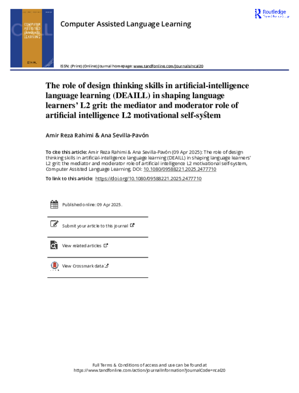 (PDF) The role of design thinking skills in artificial-intelligence language learning (DEAILL ...