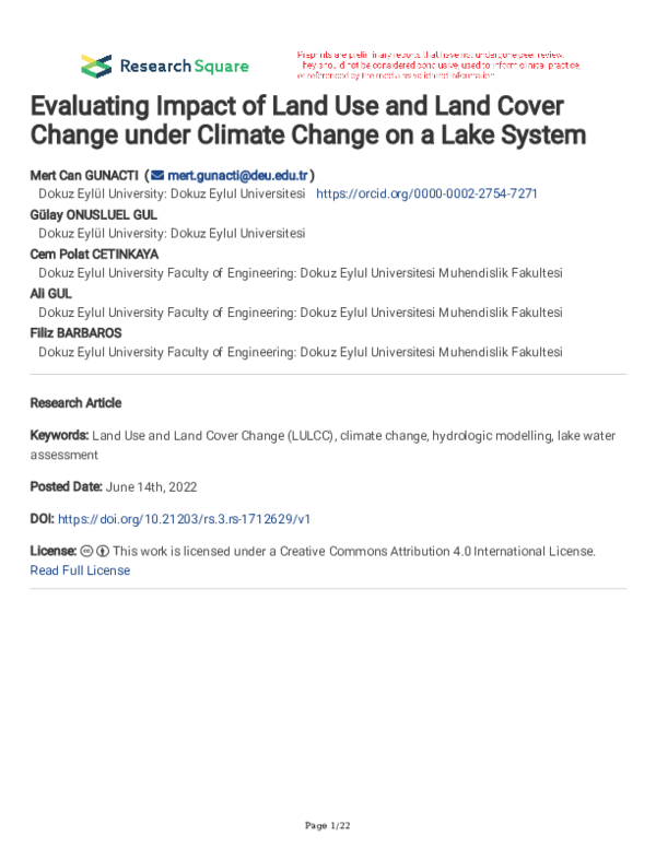 (PDF) Evaluating Impact of Land Use and Land Cover Change under Climate ...