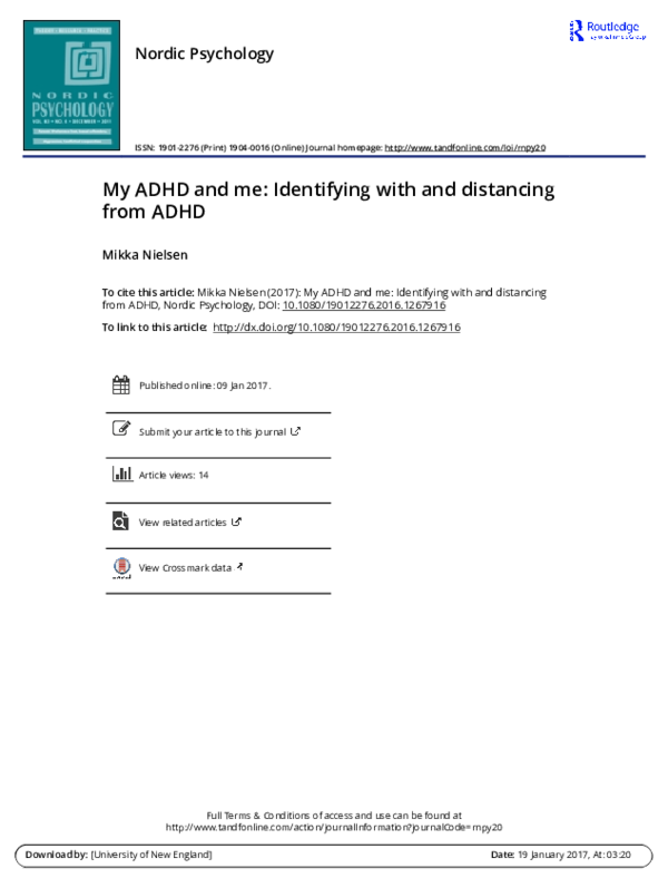 (PDF) My ADHD and me: Identifying with and distancing from ADHD