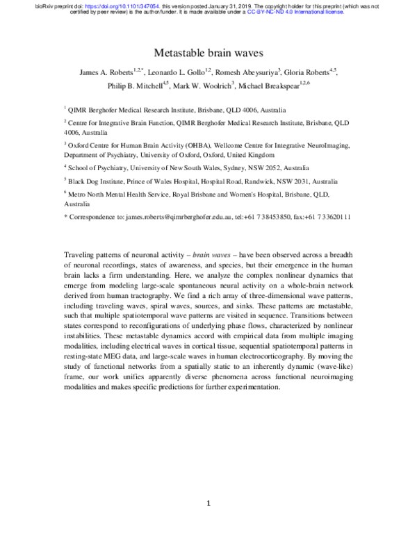 (PDF) Metastable brain waves