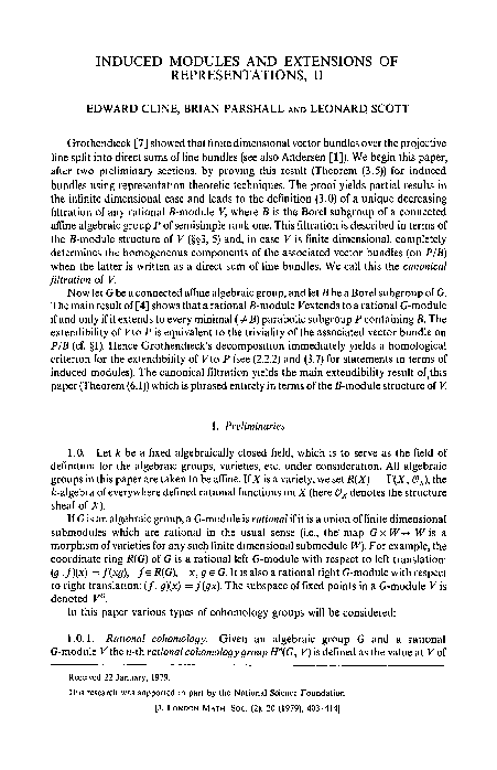 (PDF) Induced Modules and Extensions of Representations, II