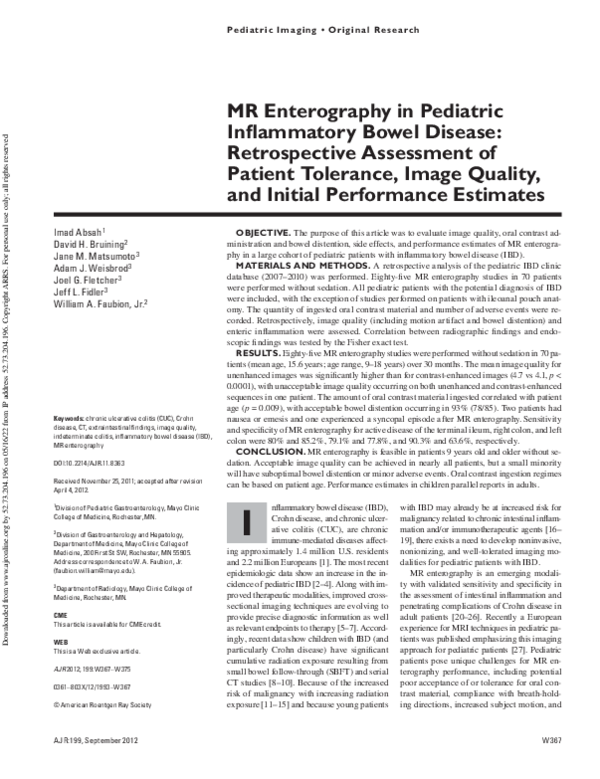 (PDF) MR Enterography in Pediatric Inflammatory Bowel Disease ...