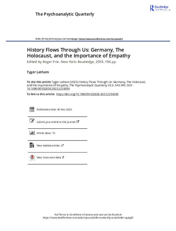 (PDF) History Flows Through Us: Germany, The Holocaust, and the ...