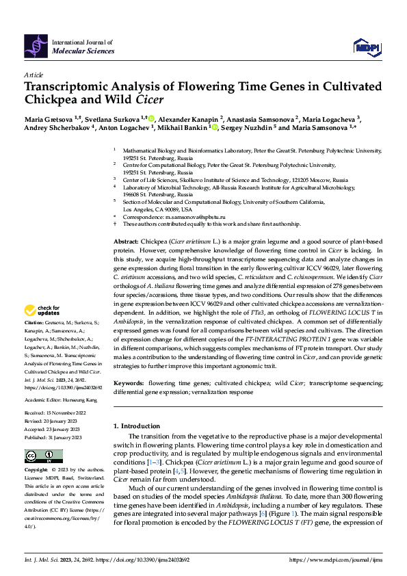 (PDF) Transcriptomic Analysis of Flowering Time Genes in Cultivated ...