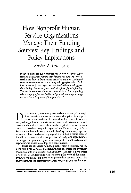 (PDF) How nonprofit human service organizations manage their funding ...