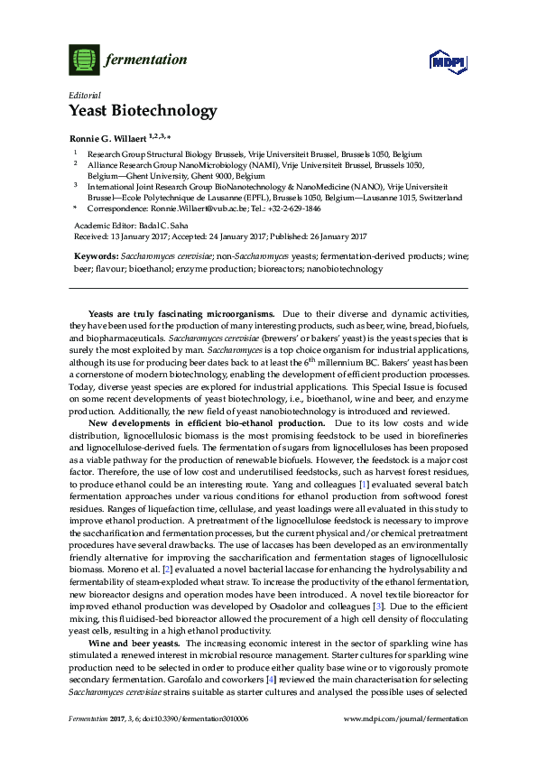 (PDF) Yeast Biotechnology