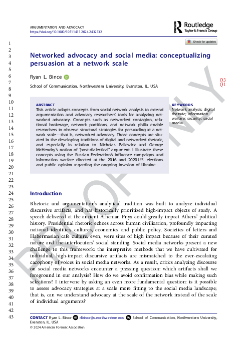 (PDF) Networked advocacy and social media: conceptualizing persuasion ...
