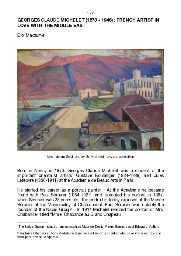 (PDF) GEORGES CLAUDE MICHELET (1873 -1946) : FRENCH ARTIST IN LOVE WITH ...