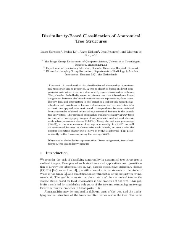 (PDF) Dissimilarity-Based Classification of Anatomical Tree Structures