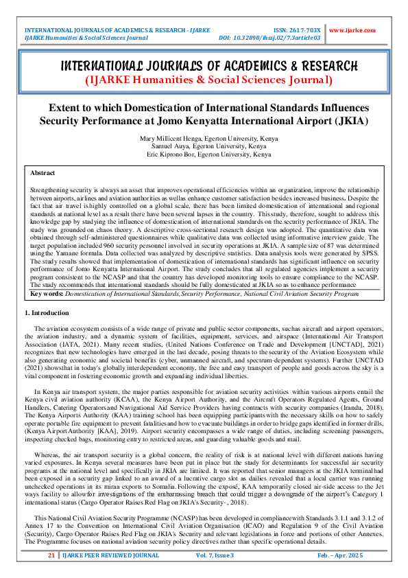 (PDF) Extent to which Domestication of International Standards ...