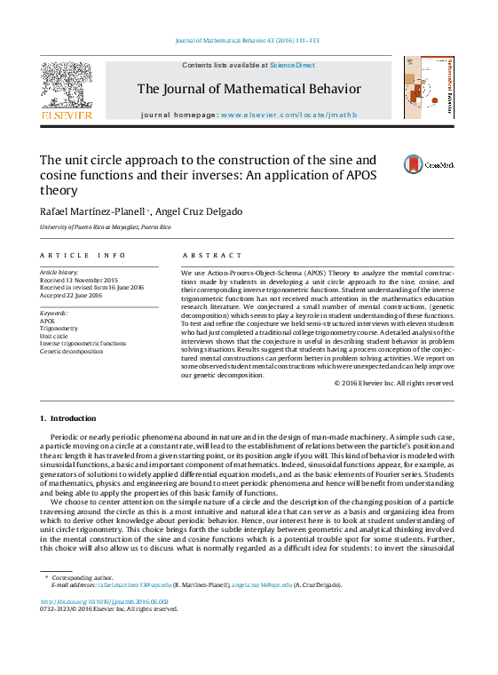 (PDF) The unit circle approach to the construction of the sine and ...