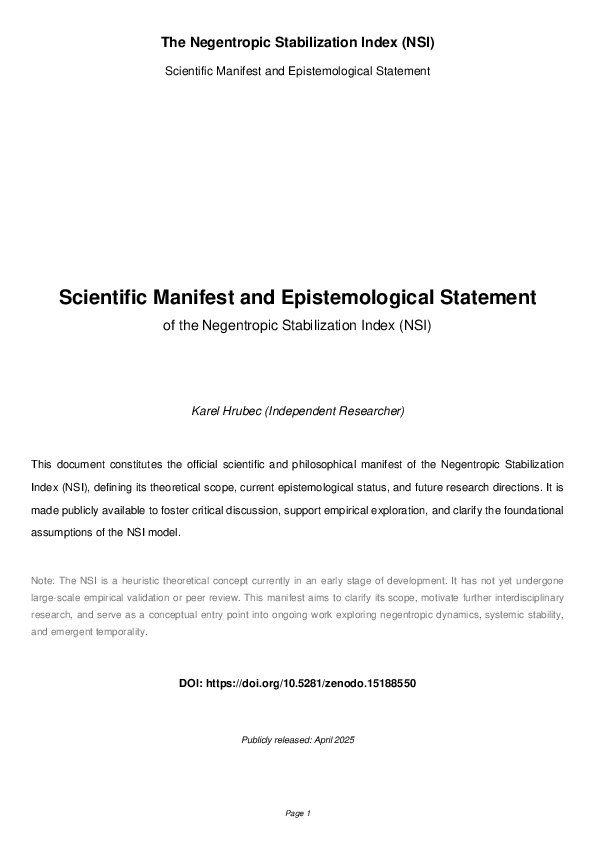 (PDF) Scientific Manifest and Epistemological Statement