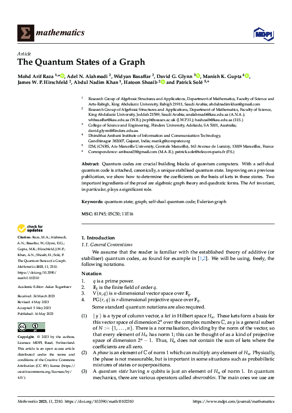(PDF) The Quantum States of a Graph
