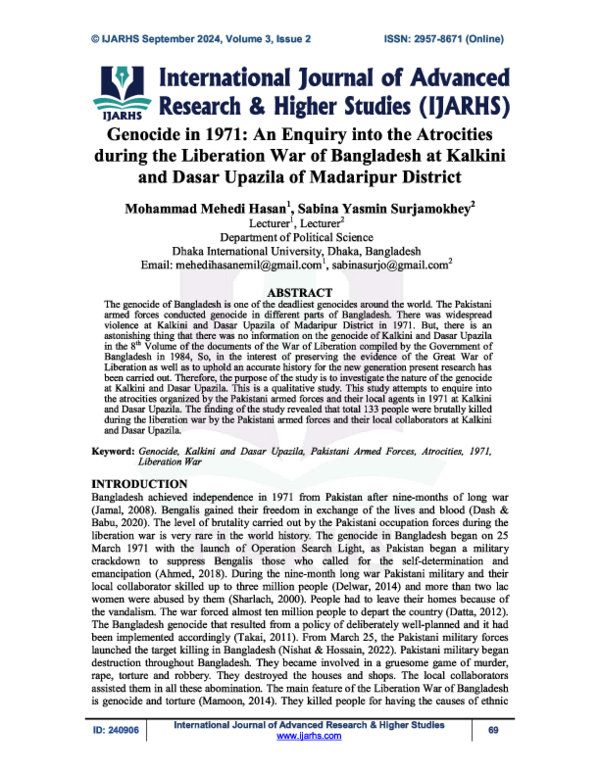 (PDF) Genocide in 1971: An Enquiry into the Atrocities during the ...