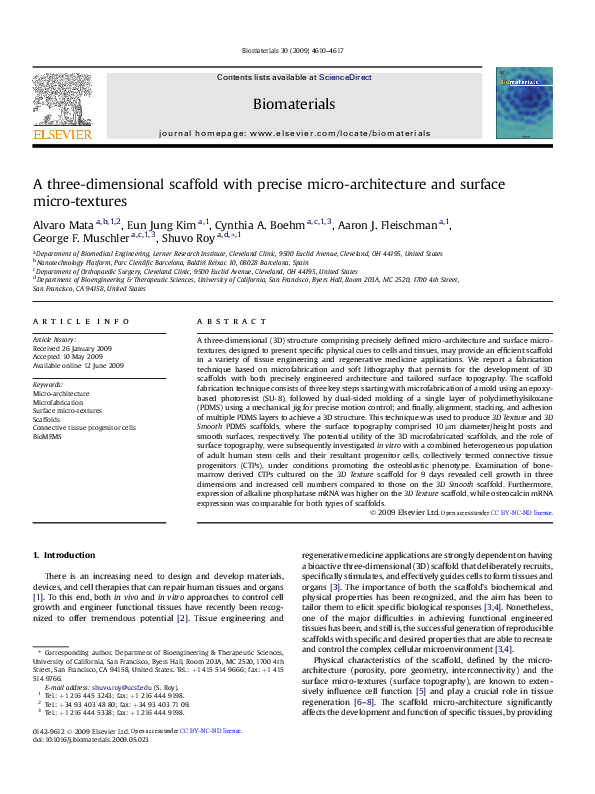 (PDF) A three-dimensional scaffold with precise micro-architecture and ...