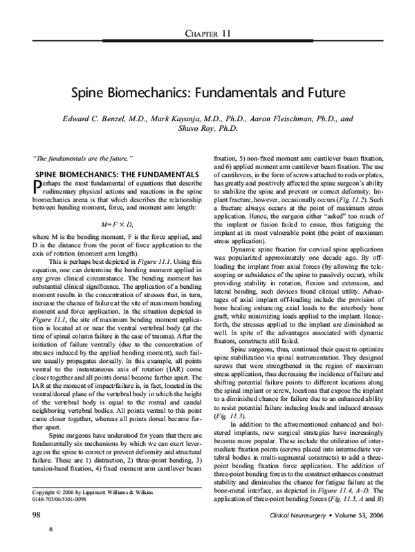 (PDF) Spine biomechanics: fundamentals and future