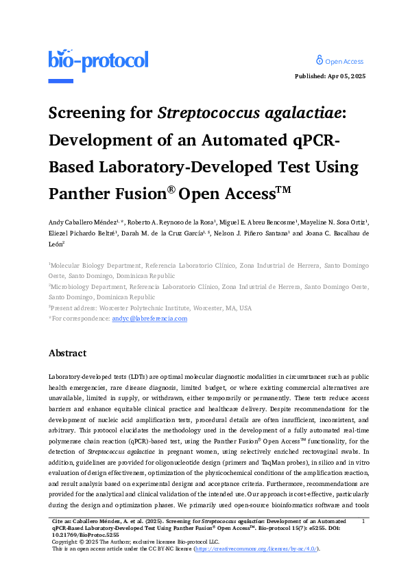 (PDF) Screening for Streptococcus agalactiae: Development of an Automated qPCR-Based Laboratory ...
