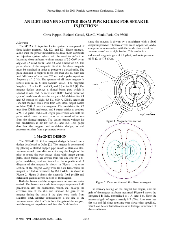 (PDF) An IGBT Driven Slotted Beam Pipe Kicker for SPEAR III Injection