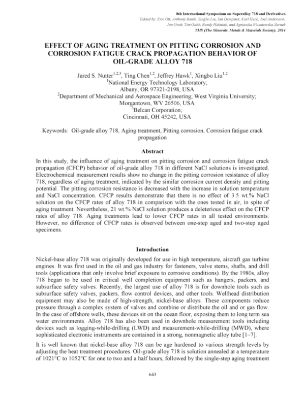 (PDF) Effect of Aging Treatment on Pitting Corrosion and Corrosion ...