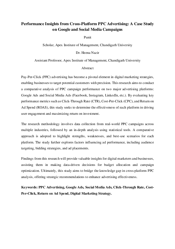(PDF) Performance Insights from Cross-Platform PPC Advertising: A Case Study on Google and ...