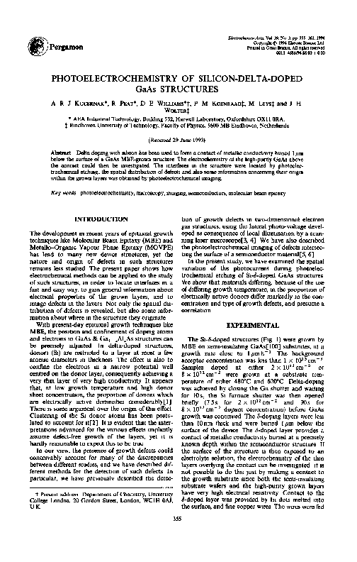 (PDF) Photoelectrochemistry of silicon-delta-doped GaAs structures