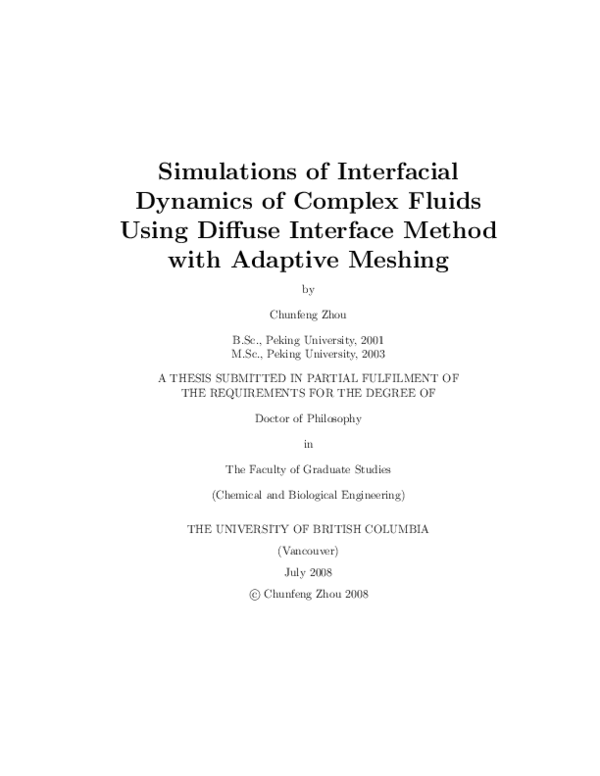 (PDF) Simulations of interfacial dynamics of complex fluids using diffuse interface method with ...