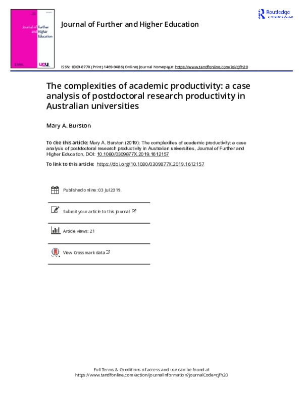 (PDF) The complexities of academic productivity: a case analysis of ...