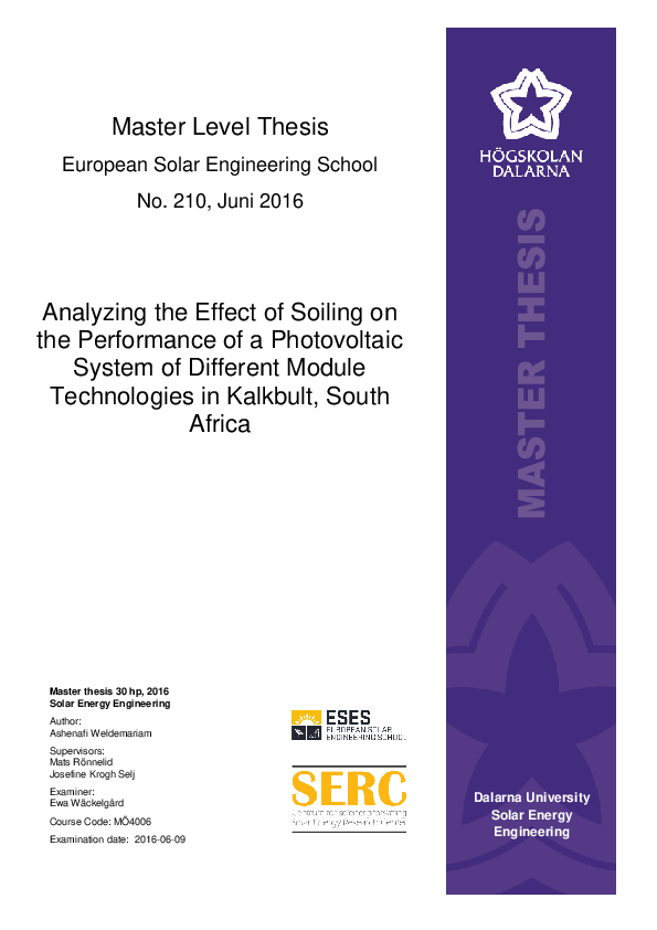(PDF) Analyzing the Effect of Soiling on the Performance of a ...