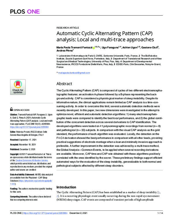 (PDF) Automatic Cyclic Alternating Pattern (CAP) analysis: Local and multi-trace approaches