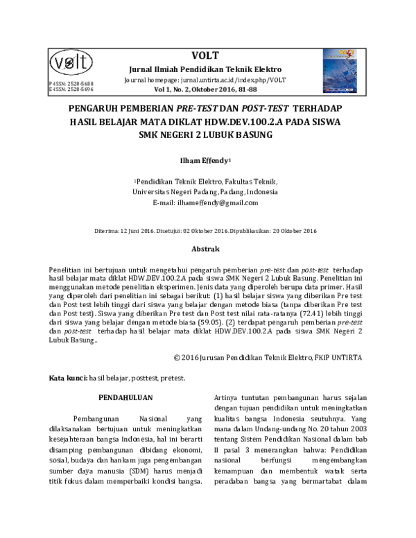 (PDF) Pengaruh Pemberian Pre-Test dan Post-Test Terhadap Hasil Belajar ...