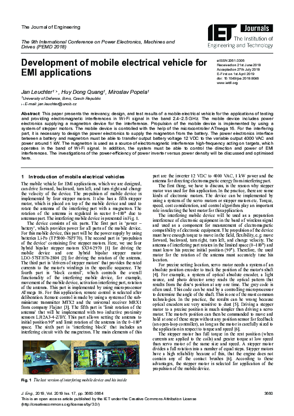 (PDF) Development of mobile electrical vehicle for EMI applications