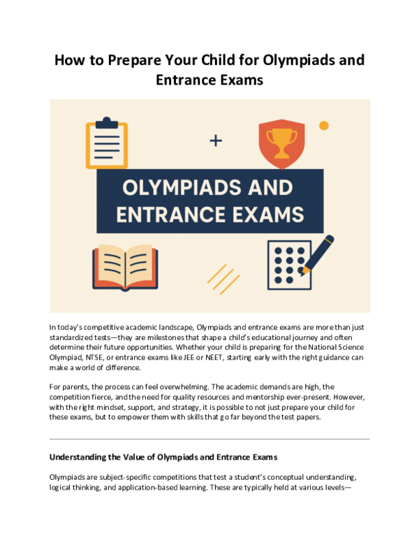 (PDF) How to prepare your child for Olympiads and Entrance Exams