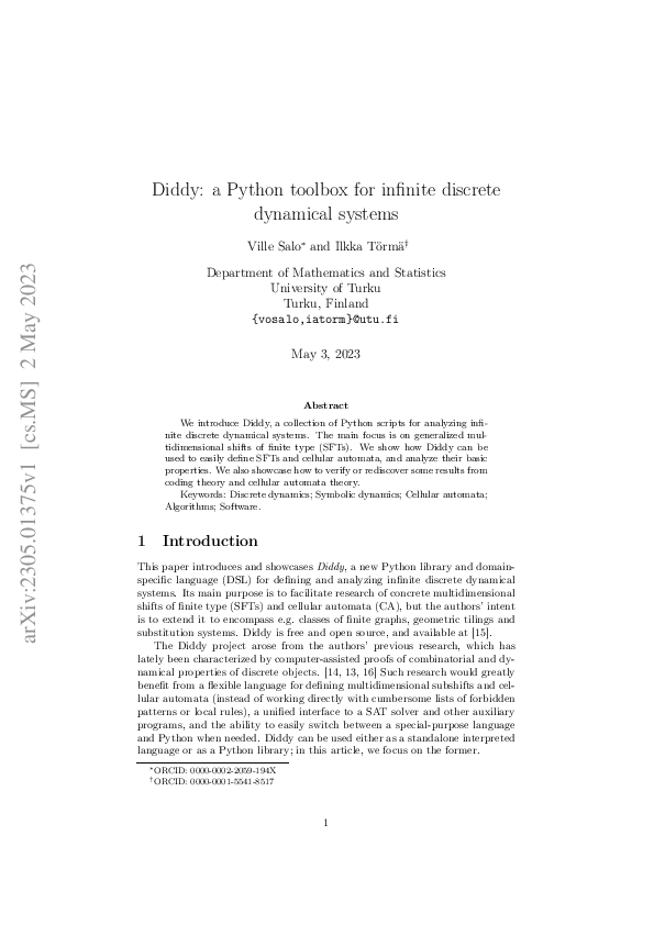 (PDF) Diddy: a Python toolbox for infinite discrete dynamical systems