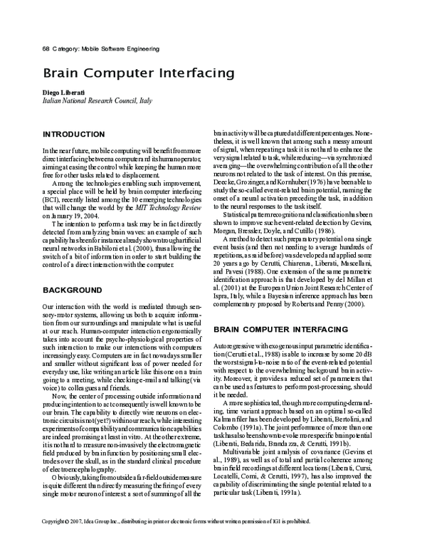 (PDF) Brain Computer Interfacing