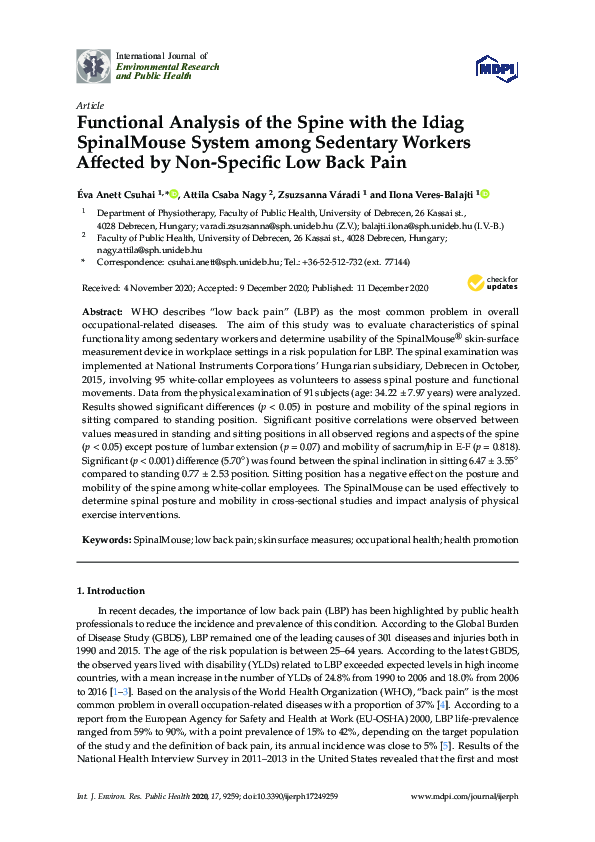 (PDF) Functional Analysis of the Spine with the Idiag SpinalMouse System among Sedentary Workers ...