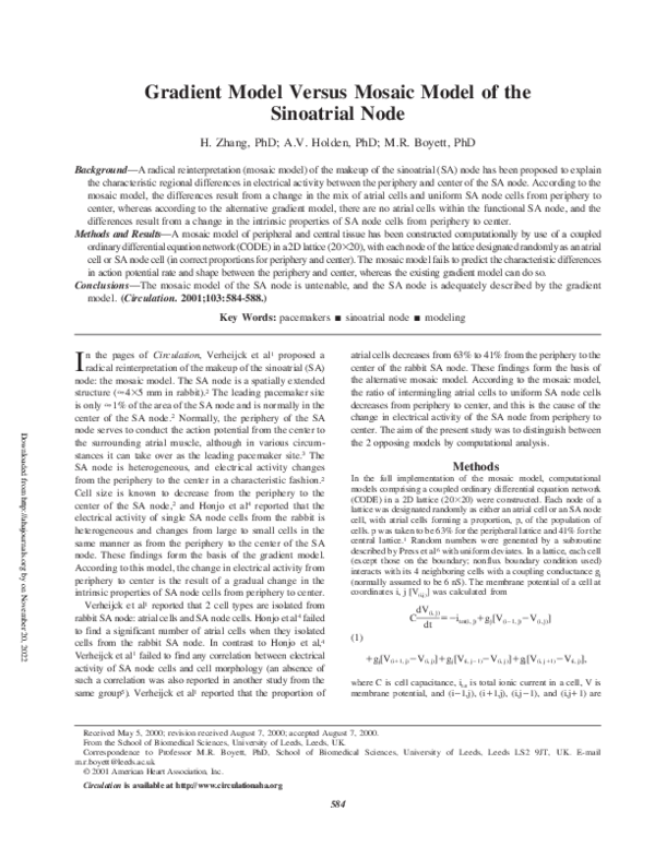 (PDF) Gradient Model Versus Mosaic Model of the Sinoatrial Node