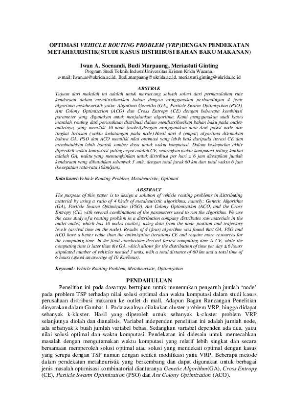 (PDF) Optimasi Vehicle Routing Problem (VRP)Dengan Pendekatan ...