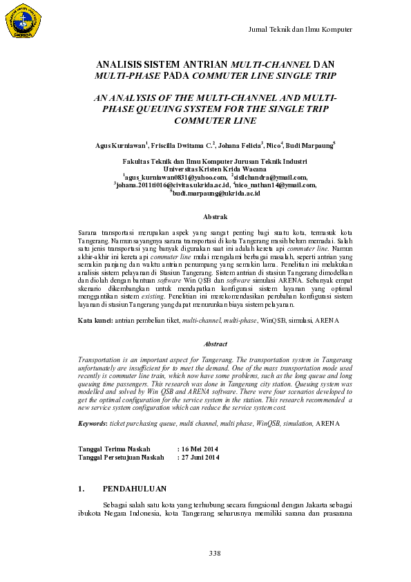 (PDF) An Analysis of the Multi-Channel and Multi-Phase Queuing System for the Single Trip ...