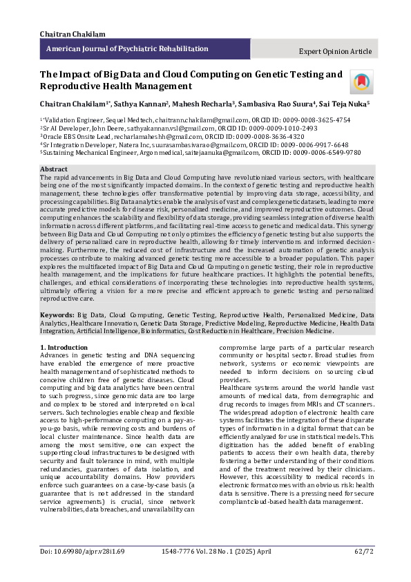 (PDF) The Impact of Big Data and Cloud Computing on Genetic Testing and ...