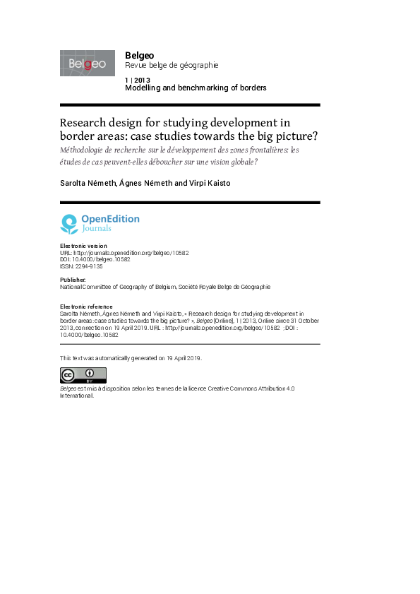 (PDF) Research design for studying development in border areas: case ...