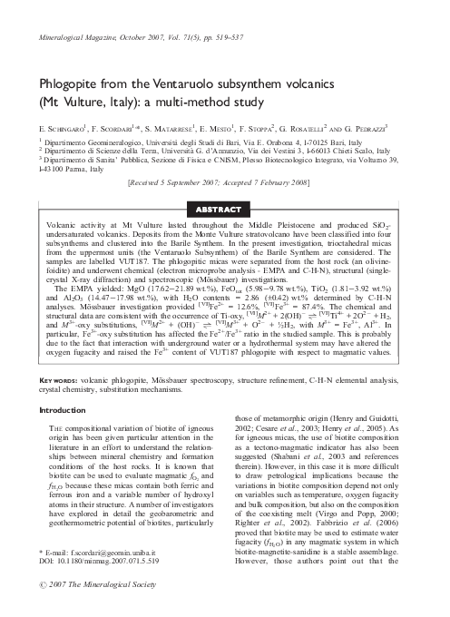 (PDF) Phlogopite from the Ventaruolo subsynthem volcanics (Mt Vulture ...
