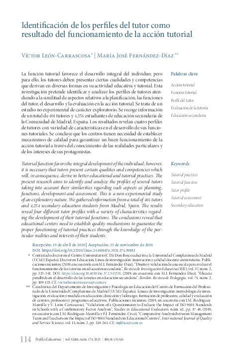 (PDF) Identificación de los perfiles del tutor como resultado del ...
