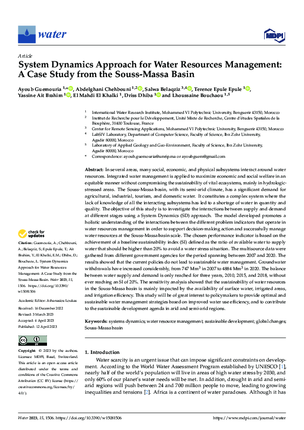(PDF) System Dynamics Approach for Water Resources Management: A Case Study from the Souss-Massa ...